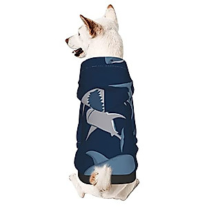 Small Pet Sweaters with Hat Shark-Comic-Wild-Fish Cat Puppy Hoodie Pet Hooded Coat Large