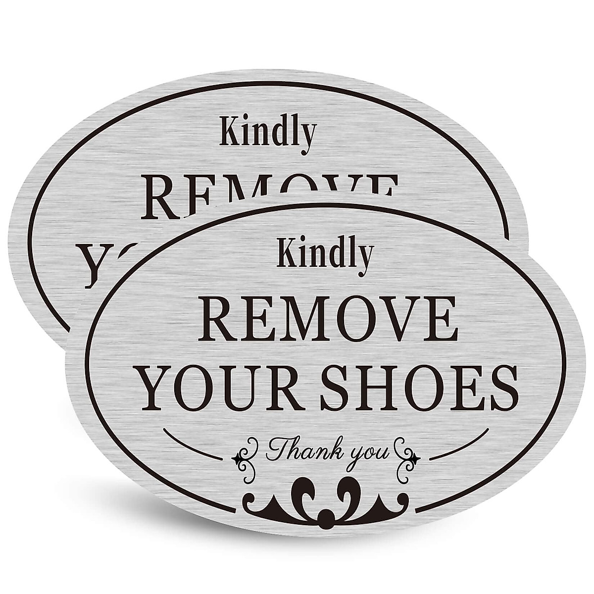 CARGEN 2 PACK Kindly Remove Your Shoes Oval Please Take Off Your Shoes No Shoes Sign Decal Sticker Home House Door Sign 6.3" x 3.8"