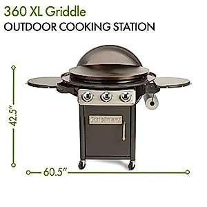 Cuisinart CGG-999 30-Inch Round Flat Top Surface 360° XL Griddle Outdoor Cooking Station & CGWM-057 XL 360° Griddle Cover,Grey
