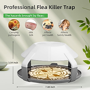 2 Pcs Flea Traps for Inside Your Home with 4 Sticky Disc & 2 Electric Wires, Cordless & Hanging Flea Killer Pest Control for Indoor Outdoor Patio Camping, Non Toxic & Harmless, Friendly to Pets & Kids
