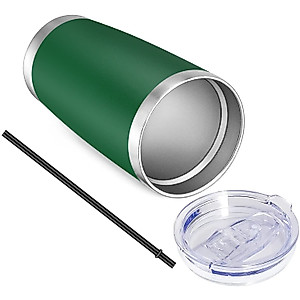 VEGOND 20oz Tumbler with Lid and Straw Stainless Steel Tumbler Cup Bulk Vacuum Insulated Double Wall Travel Coffee Mug Powder Coated Coffee Cup(Powder Green 6 Pack)