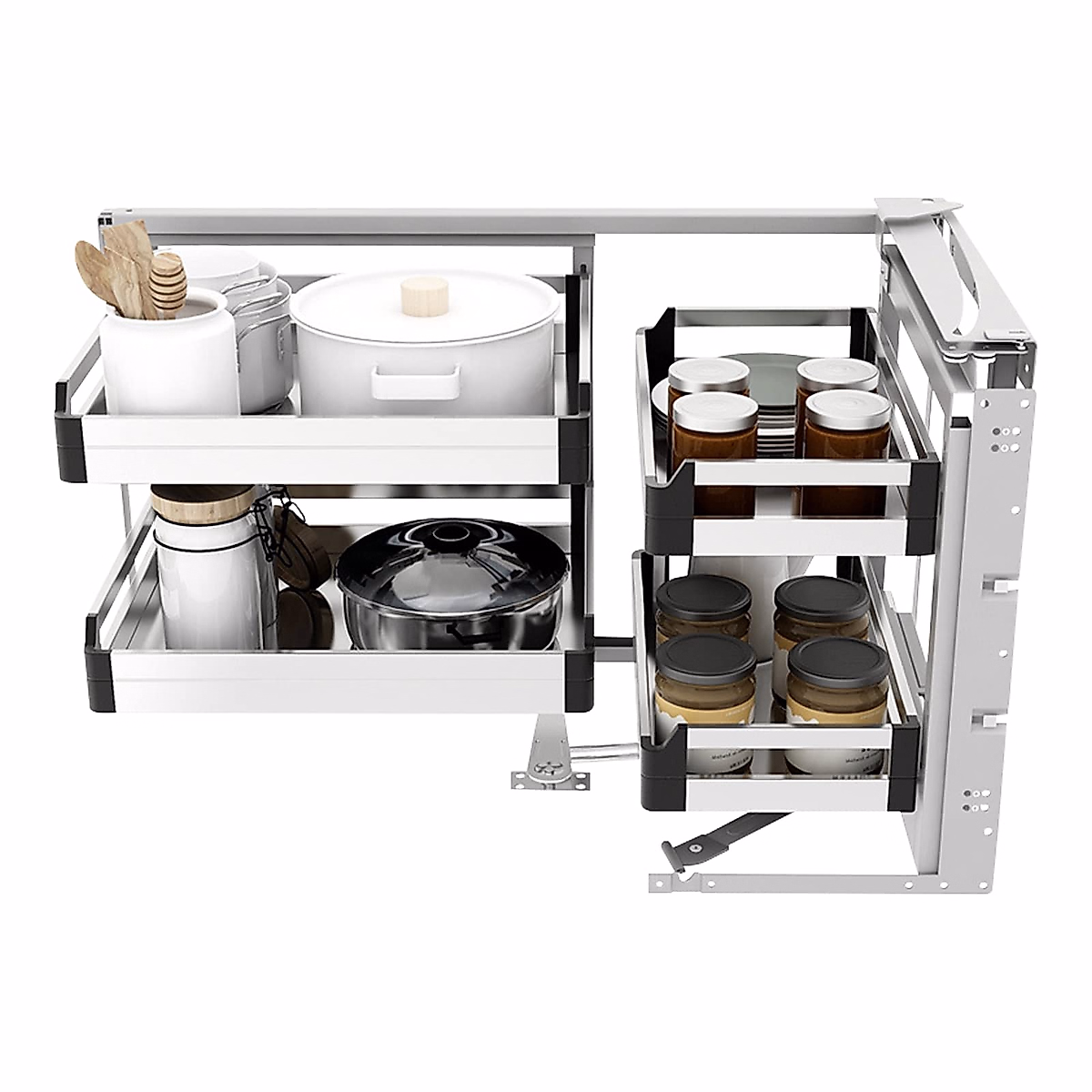 TOOL1SHOoo Kitchen Blind Corner Organizer Soft Close Large Capacity Cabinet Adjustable Blind Corner Basket Organizer Soft Close Pull Out Cabinet Inner+outer Storage