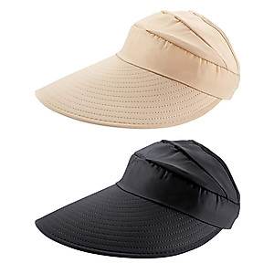 2 Pieces Sun Visor Hats UV Protection Caps Summer Wide Brim Beach Hat for Women Multicoloured
