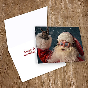 Rock 'n Roll Santa Holiday Card Pack - Set of 25 cards - 1 design, versed inside with envelopes