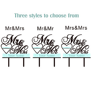Personalized Mr & Mrs Cake Topper for Wedding,14 Colors Customized Wedding Date And Last Name To Bride and Groom,Rustic Wedding Anniversary Cake Topper