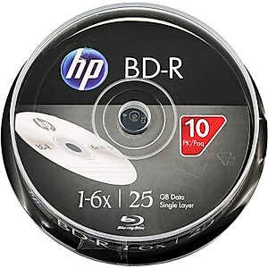 HP BD-R 6X Blu-ray Discs, 25GB - 10 Disc Cake Box