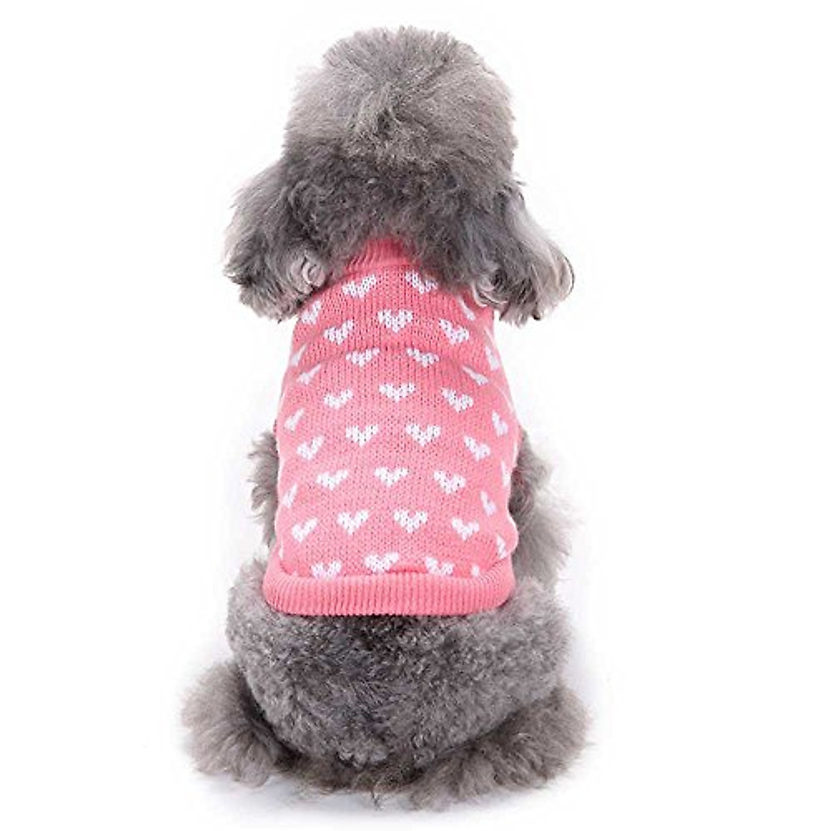 Dog Sweater for Large Dogs Boy Pink Heart Round Neck Small Pet Dog Cute Clothes Puppy Sweater Small Dog Winter