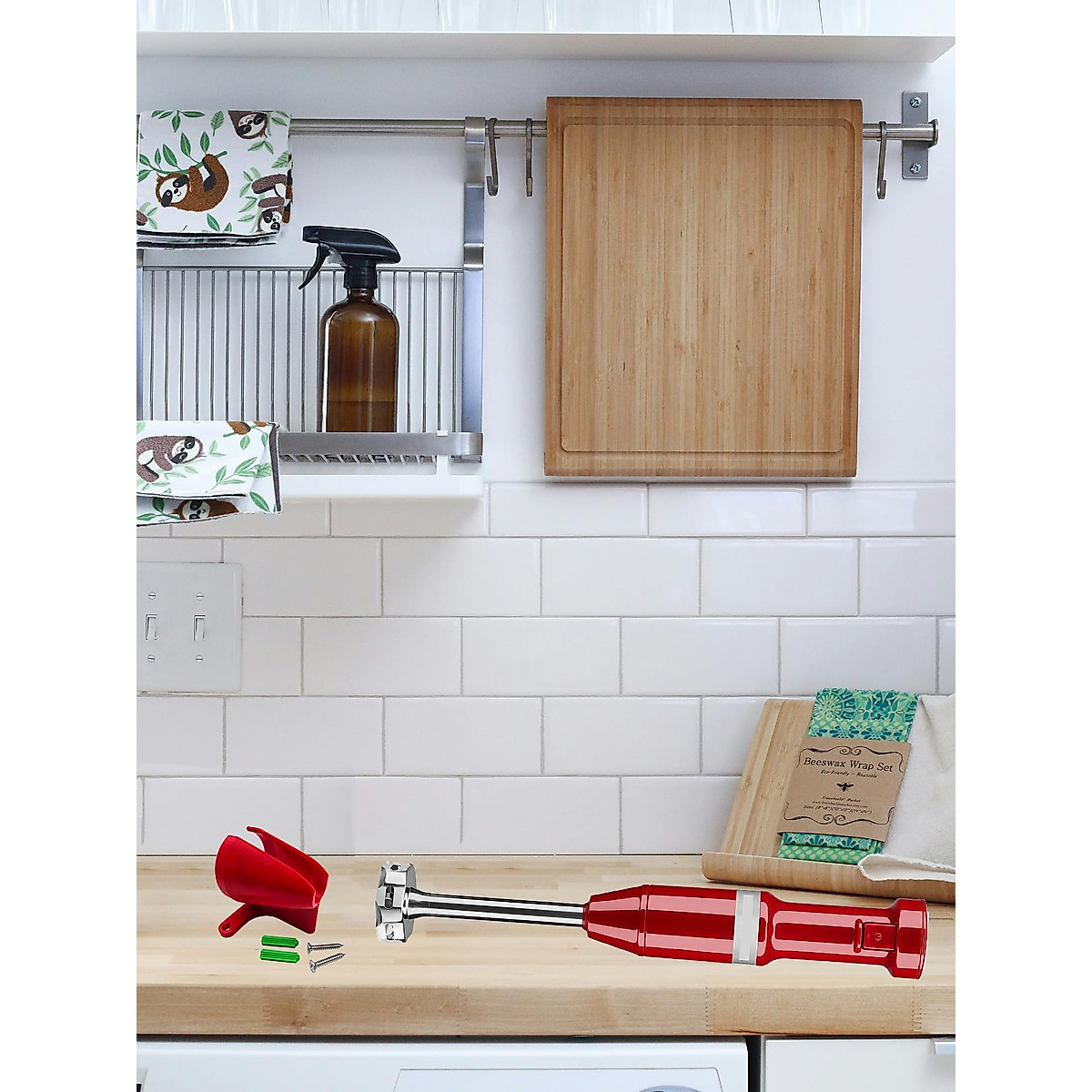 ZYRELYNX Hand Blender Mount, Hand Blender Holder Compatible with KitchenAid Corded Hand Blender KHBV53, Mixer Accessories, Red, 1 Pack