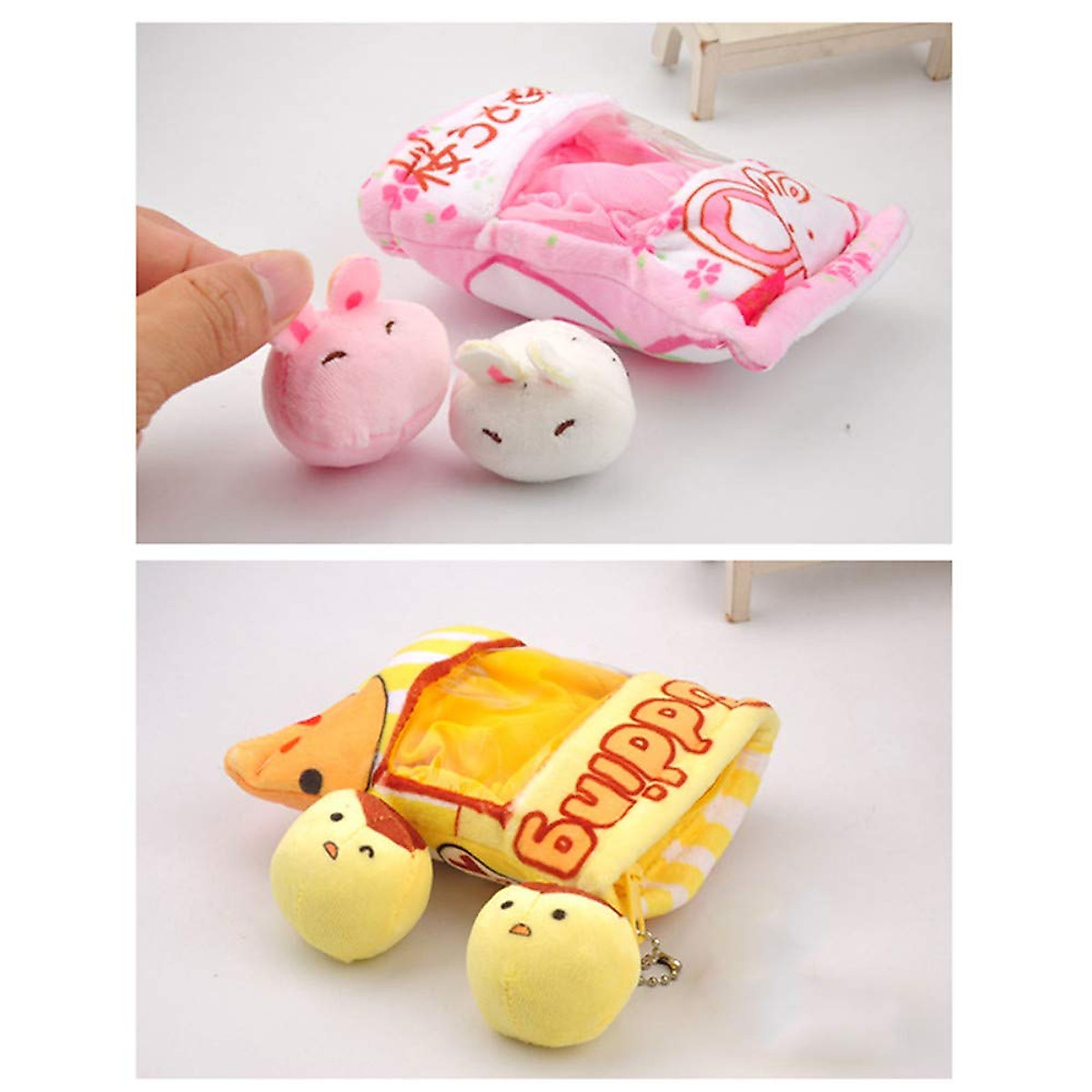 Soft Stuffed Lovely Simulation Snack Plush Toys Baby Mini Cartoon Rabbit Puppy Bag Toy Dog Pudding Throw Pillow 2 Pack , Small