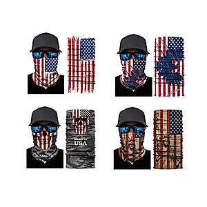 Outdoor Face Mask Scarf Bandana Multiple Functions UV Protection Wind dust Proof Headwear for Men and Women Cycling Motorcycling Hiking Skiing American Flag