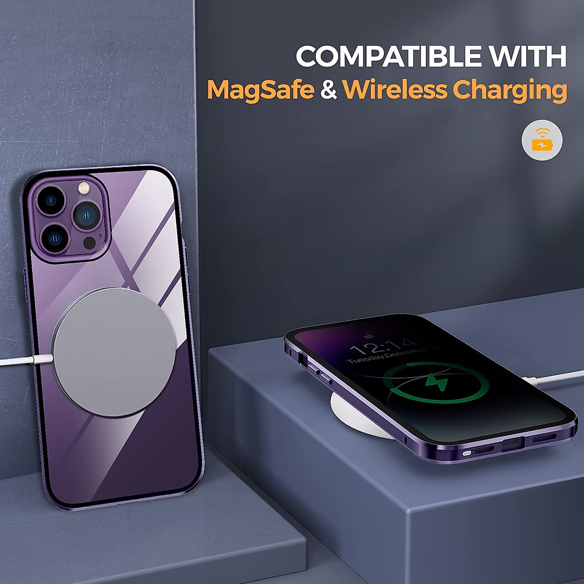 [2023 New Safety Lock+Camera Protector] Magnetic Case for iPhone 14 Pro Max,[100% Screen Sensitivity ][Anti-Peeping Screen Protector] Double Sided 9H Glass Privacy Case for iPhone 14 Pro Max