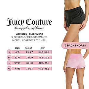 Juicy Couture Velvet Fleece Shorts 2 Piece Designer Pajama Set for Women, 2-Pack Sleep and Lounge Shorts (US, Alpha, Large, Regular, Regular, Stellar Pink/Black Crown Embossed)