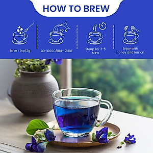 BLUE TEA - Butterfly Pea Flower Herbal Tea (1.76 Oz) | DETOX TEA | Iced Teas, Coolers, Cocktails | Caffeine Free - Gluten Free - Non-GMO | Pet Jar Pack
