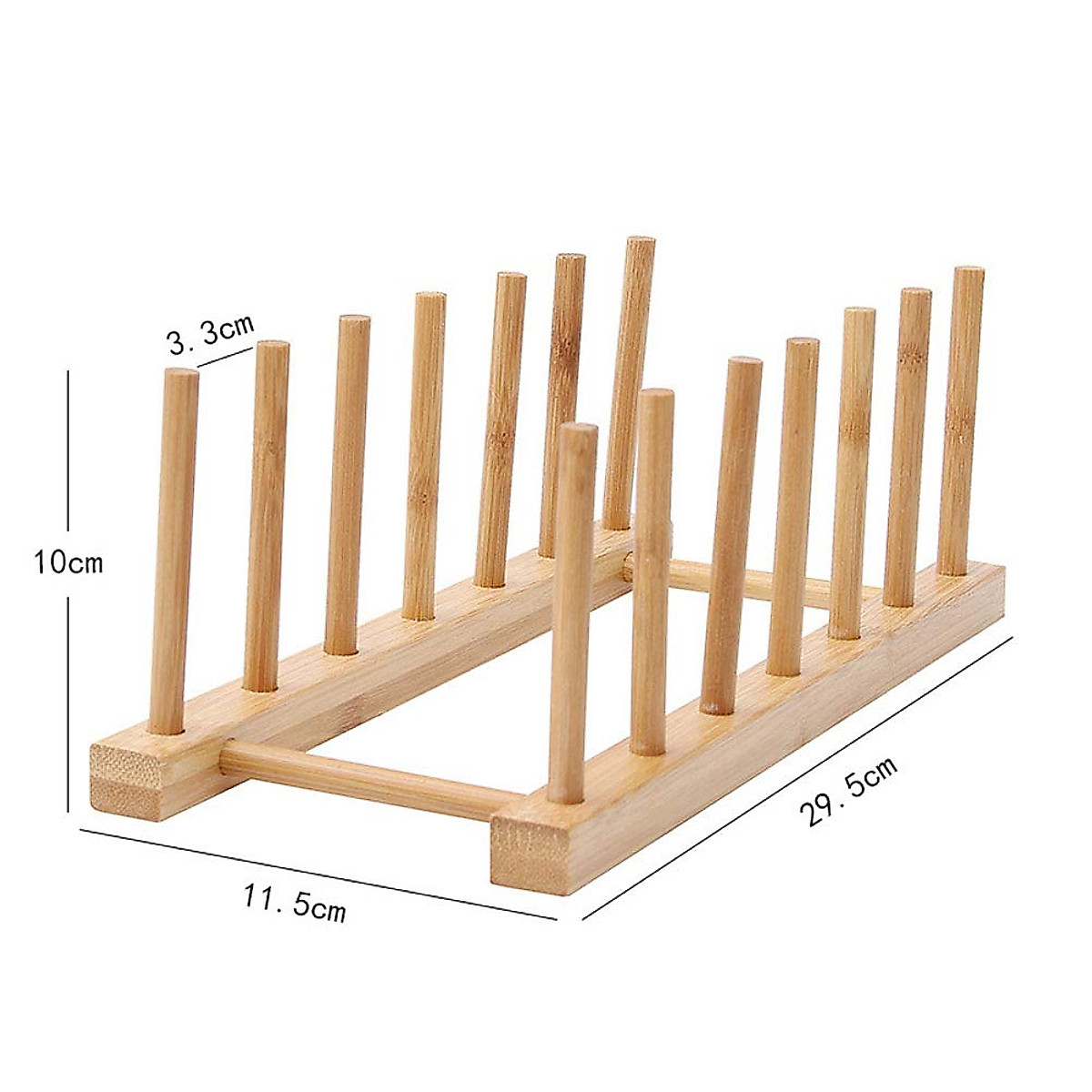 Teensery Bamboo Wood Dish Rack Detachable Plate Pot Cup Lid Drying Storage Holder Stand for Home Kitchen Cabinet (6 Slots)