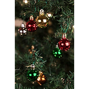 Clever Creations Shatterproof Christmas Ornaments Small 25mm Red, Green, Gold, Silver, Brown Christmas Décor | 25 Pack Set Perfect for Christmas Decorations