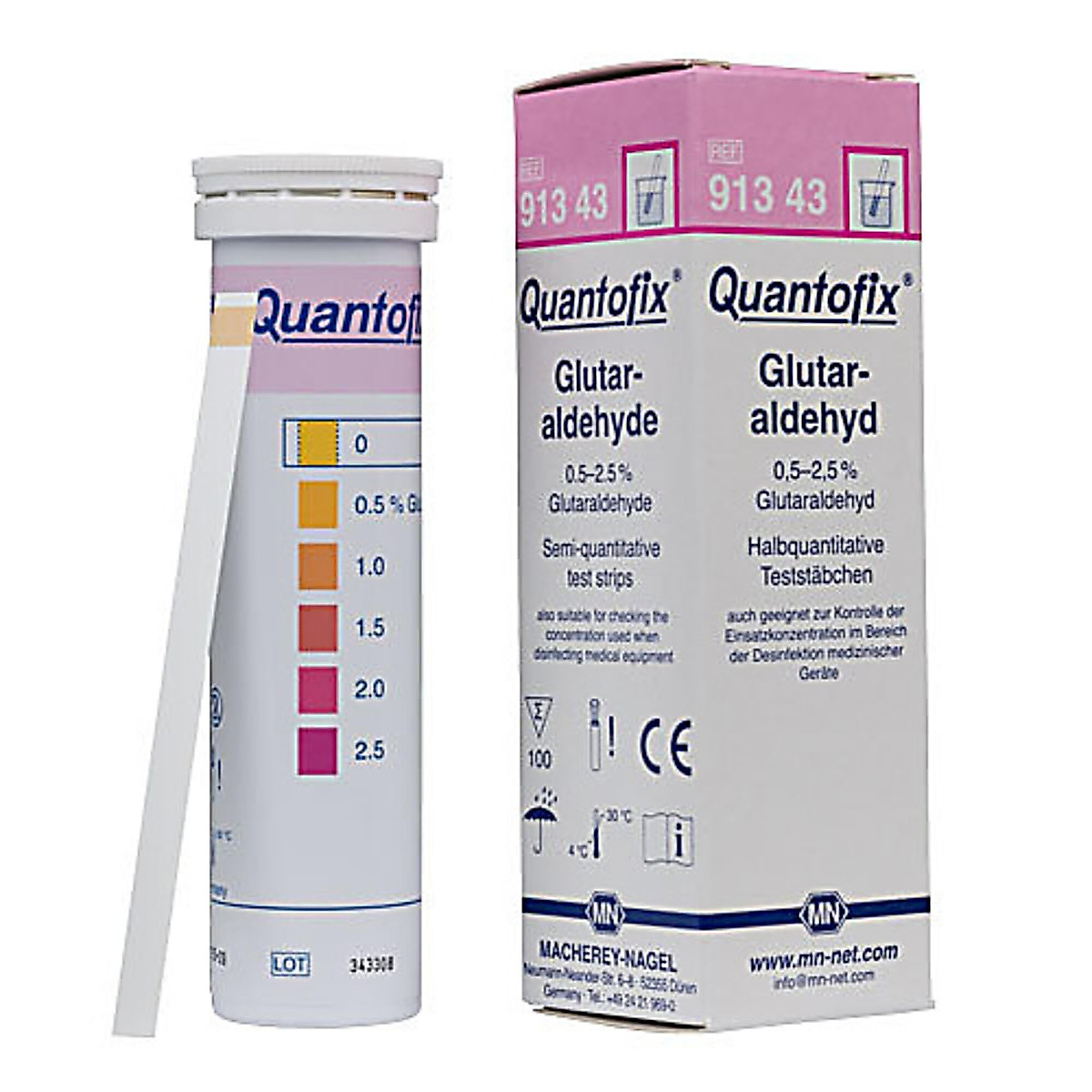 Macherey-Nagel, 91343, Quantofix Glutaraldehyde, Box of 100 Strips