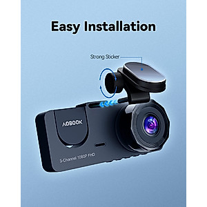 Dash Cam Front and Rear Inside, 3 Channel Dash Camera 1080P Full HD with 32GB SD Card, Car Camera with 2.0’’ IPS Screen, Night Vision, WDR, G-Sensor, Loop Recording, Parking Mode, Motion Detection