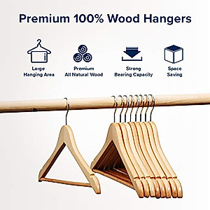HOUSE DAY Wooden Hangers 20 Pack Wood Clothes Hangers Smooth Finish Wooden Coat Hangers for Closet Heavy Duty Hangers Solid Wood Hangers Suit Hangers for Clothes, Jacket, Shirt, Tank Top, Dress