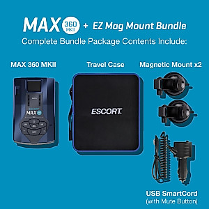 Escort MAX 360 MKII Radar Detector with EZ Mag Mount - Exceptional Range, True 360¬∞ Awareness, AutoLearn Intelligence Rejects False Alerts, Sleek Magnetic Mount for Escort Models
