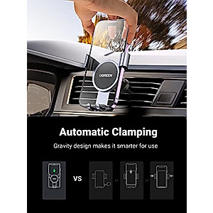 UGREEN Car Vent Phone Mount Gravity Phone Holder Car Air Vent Clip Mount Auto Lock Compatible with iPhone 14 Pro Max 14 Plus, iPhone 13 12 11 Pro Max XR XS 8 7 Plus SE, Samsung Galaxy S22 Smartphone