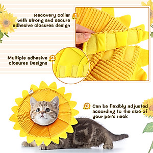Sunflower Cat Recovery Collar Soft Cat Cone Collar Pet Cones for Cats Cotton Pet Cone Collar Adjustable Sunflower Elizabeth Collar Postoperative Protection Soft Cone for Cats and Dogs(Medium)
