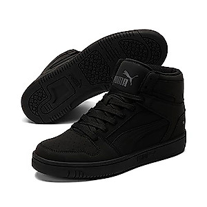 PUMA Mens Rebound Layup Sneaker, NUBUCK PUMA Mens Black-PUMA Mens Black-CASTLEROCK, 9.5