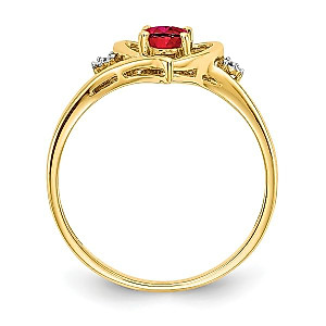 IceCarats 14K Yellow Gold Red Ruby Diamond Heart Love Ring July Birthstone Jewelry Size 7