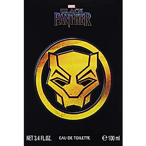 Marvel Black Panther, Fragrance, For Men, Eau De Toilette, EDT, 3.4oz, 100ml, Cologne, Spray, Made in Spain, By Air Val International, Black and Gold, Essence of Wakanda, 3.4Fl Oz