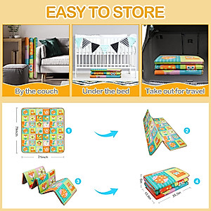 Baby Play Mat, 71" X 79" Baby Floor Mats for Floor, Tummy Time Mat, Waterproof Play Mats for Babies and Toddlers, 0.6" Playmat Crawling Mat, Extra Large Foldable Baby Gym Mat for Floor