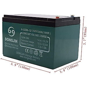 YC Yier 6-DZM-12 12V 12Ah Motorcycle Rechargeable Battery for Electric Bike Mobility Scooter Go Kart ATV Pit Dirt Bike Razor Quad E Bike Buggy Lawn Mower (Four Pack of 12v 12ah Battery with 48V ch)