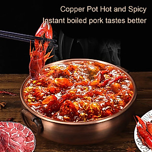 Chafing Dishes Retro Copper Hot Pot, Old Style Clear Soup Pot Thickened Flat Bottom Copper Pot Home Commercial Thickened Copper Hot Pot For Induction Cooker (Color : Brass, Size : 18cn)