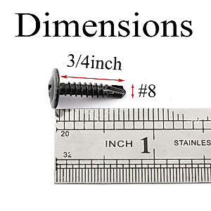 Pro Bamboo Kitchen 50pcs #8 x 3/4" Carbon Steel Cross Large Self-Tapping Truss Head Screws Black