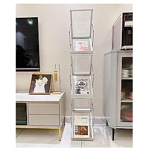 Nisorpa Literature Rack, Foldable Magazine Rack Office Racks & Displays Magazine Rack Catalog Brochure Display Stand Holder Catalog for Trade Show Exhibitions Office Retail Store, 3 height adjustable,