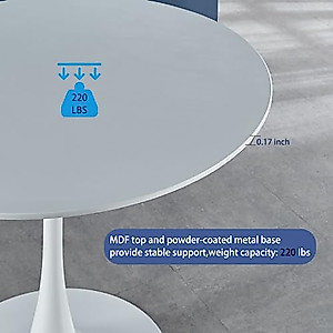 ANDORON Round Dining Table, 42 Inches Kitchen Tulip Table for 4-6 People with MDF Top and Metal Base, Modern Circle End Table Leisure Coffee Side Table (White, 42")