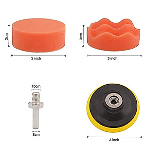 Makitoyo 3-inch Car Foam Drill Polishing Pad Kit for Car Sanding, Buffing, Polishing, Waxing, Sealing Glaze (18 Pads+2 Drill Adapters+2 Suction Cups), 22pieces 3-inch Buffing Pad Set