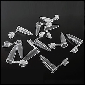 UUYYEO 500 Pcs 0.2 ml Plastic Microcentrifuge Tubes Clear Mini Mirco Test Tubes Snap Cap Tube Test Vials with Lids