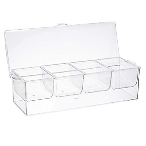 Tablecraft 10008 Bar Condiment Holder, Four - 1.5 Pint Inserts, Clear