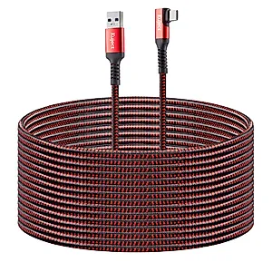 Kuject Link Cable 16FT Compatible for Quest 2 USB 3.0 Type A to C, Nylon Braided Long PC Connect Power Data Extension Charging Cord Red, Virtual Reality Gaming Accessories for Quest