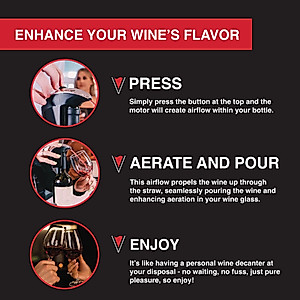 AirVi Automatic Wine Dispenser and Aerator, Electric Wine Decanter and Pourer, Premium Wine Accessories for Enhanced Aroma and Flavor, No Spills or Drips, Clean Pouring, Silver