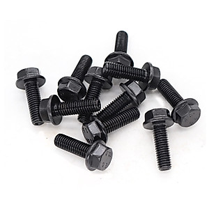 binifiMux 10pcs M8 x 25mm Flanged Hex Head Bolts Flange Hexagon Screws, Full Thread, Grade 10.9 Alloy Steel, Black Oxide Finish,
