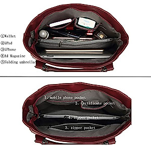 XingChen Women’s Leather Shoulder Handbags Crossbody Bags Hobo Totes Top-Handle Bag Satchel and Purse for Ladies（Wine）