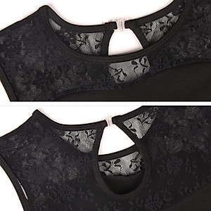 Tegmk Girls Lace Cap Sleeve Dance Leotard for Ballet, Toddler Big Little Girls Gymnastics Dancewear(6036-06-XL)