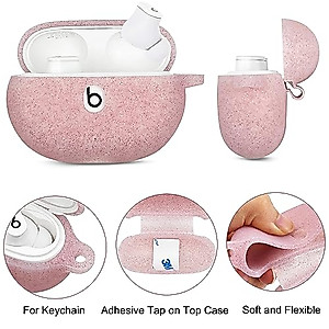 KOUJAON Case for Beats Studio Buds+ 2023/Beats Studio Buds 2021, Silicone Beats Studio Buds Case Cover Beats Studio Earbuds Protective Accessories with Keychain for Women/Girls (Rose Gold)