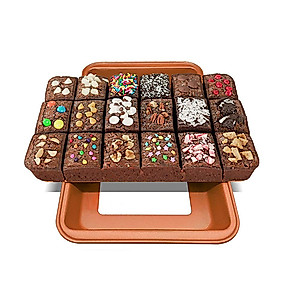 L-Lei Non-Stick Brownie Pans with Dividers, 18-Lattice Brownie Baking Tray, Bakeware for Oven Baking,Cake pan