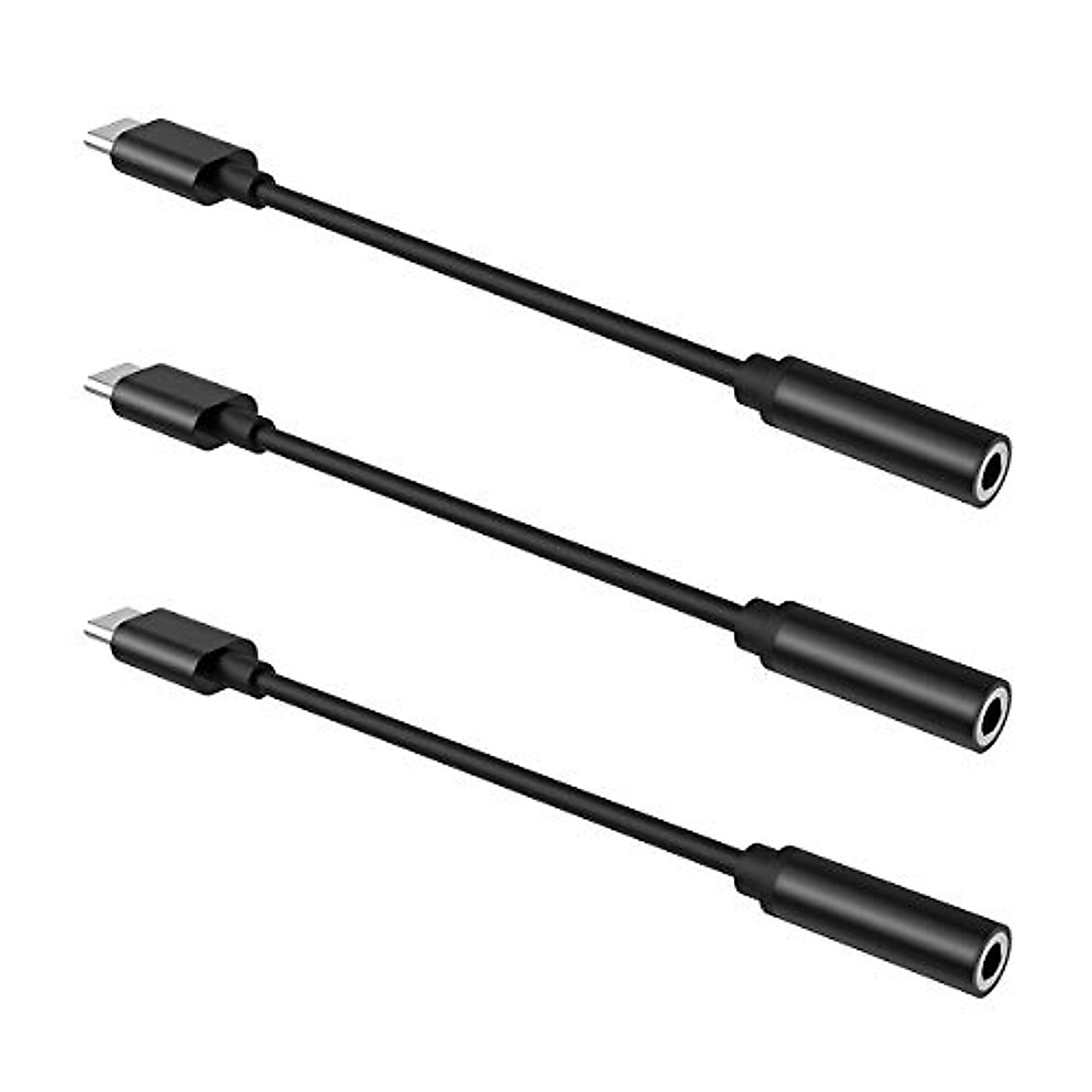 UKCOCO USB Type C to 3.5mm Headphone Jack, 3 Pack Audio Earphone Cable Converter for One Plus 6t, Huawei Tablet M5, Moto Z Z Droid Force Play and USB C Device