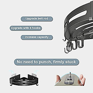 Gssimeal Shower Shelves 2 Pack Bathroom Adhesive Corner Shower Caddy with 4 Hooks No Drilling Aluminum Rustproof Shower Organizer for Bath Kitchen, Black