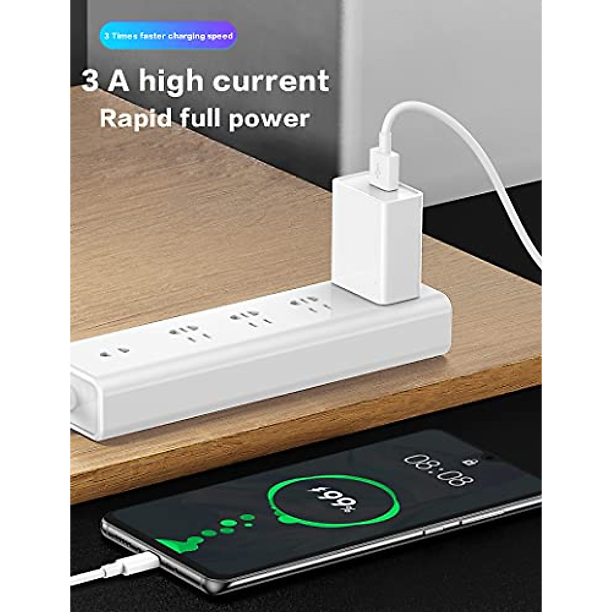 ZUKUN USB Cable, 1-Pack, 6 ft, Type C Charger Premium TPE USB C Cable, USB A to Type C Fast Charge 3A, USB 3.0, USB Charging Cable 6ft, White