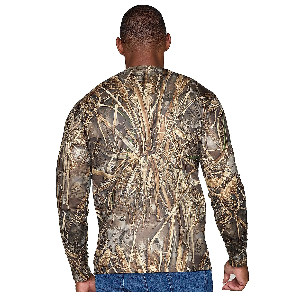 Realtree Men's Essential Camo Lightweight Performance Long Sleeve Shirt (RT MAX-7, Small)