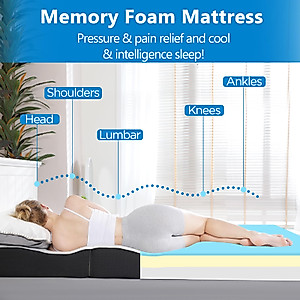 Roxzo Memory Foam Folding Mattress,6 inch Twin Tri-Folding Memory Form Mattress, Portable Trifold Mattress Topper with Washable Cover, Non-Slip Bottom Camping Mattress Guest Bed, 75"x38"x6"