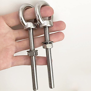 HYXXYY Stainless Steel Eye Bolt, 2pack M8 Shoulder Eye Bolts 5/16" X 3.15"with Nuts and Washer Thread Lifting Ring Eyebolt